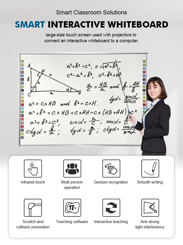 82 Inch Infrared Smart Blackboard Interactive Whiteboard For University ...