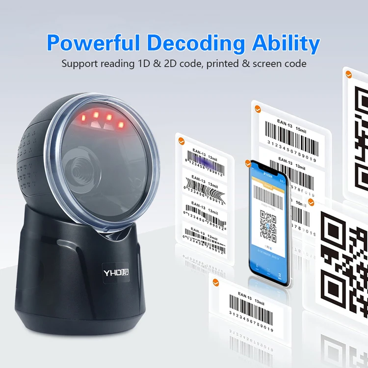 Automatic Omnidirectional Desktop Barcode Scanner Hands-free Usb Wired ...