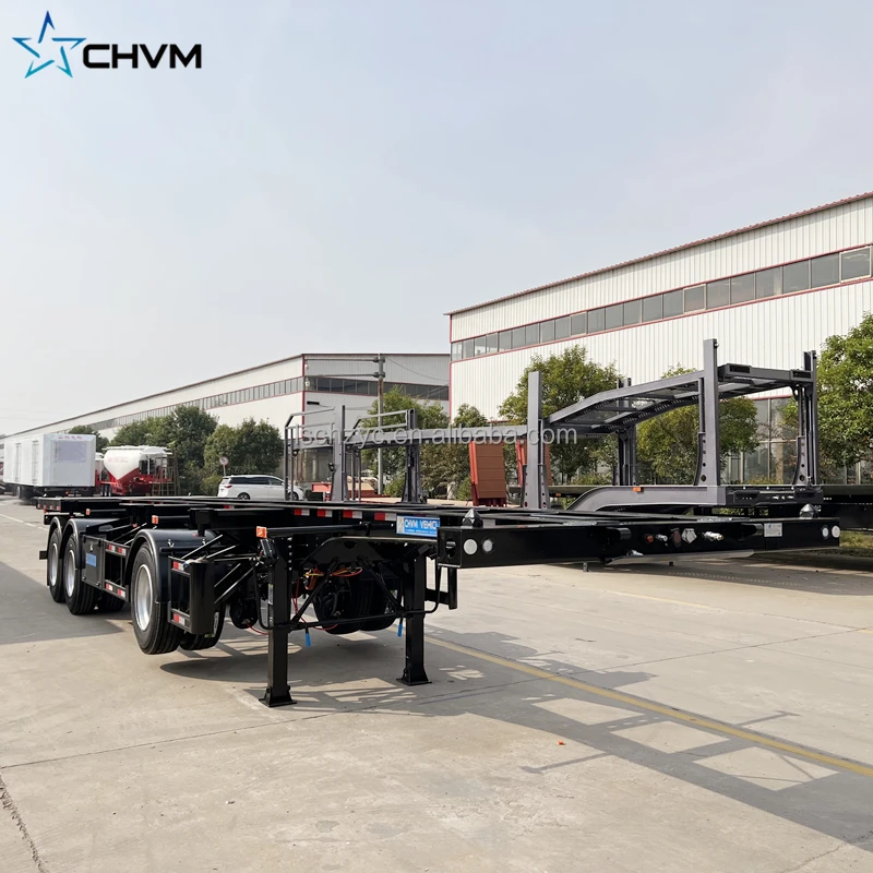 3 Axles 20ft 40ft Chassis Container Trailer Frame Skeleton Container ...