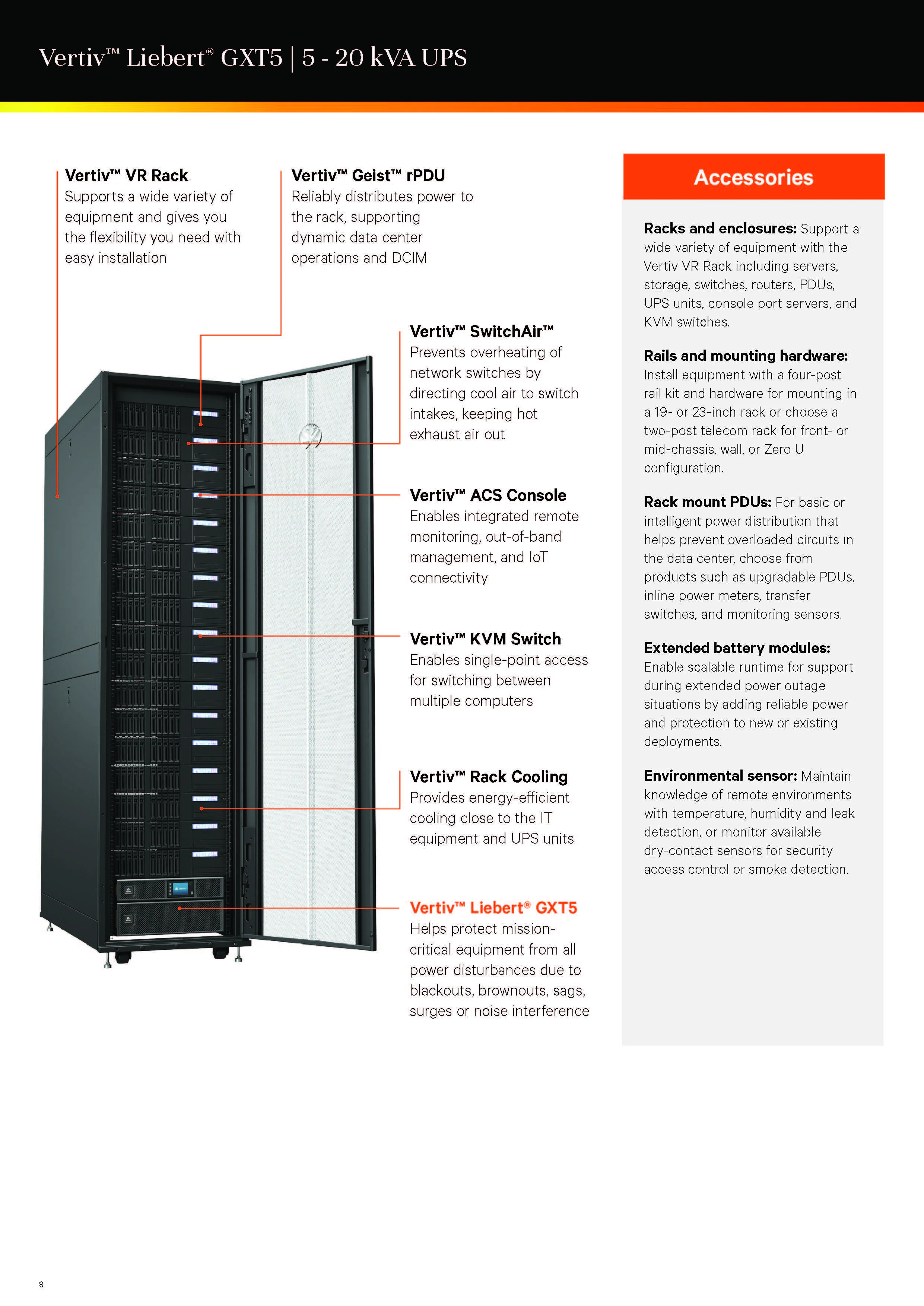 Vertiv GXT5 5KVA 6KVA 8KVA 10KVA 16KVA 20KVA 220V Single Phase Tower/Rack Online UPS for ...