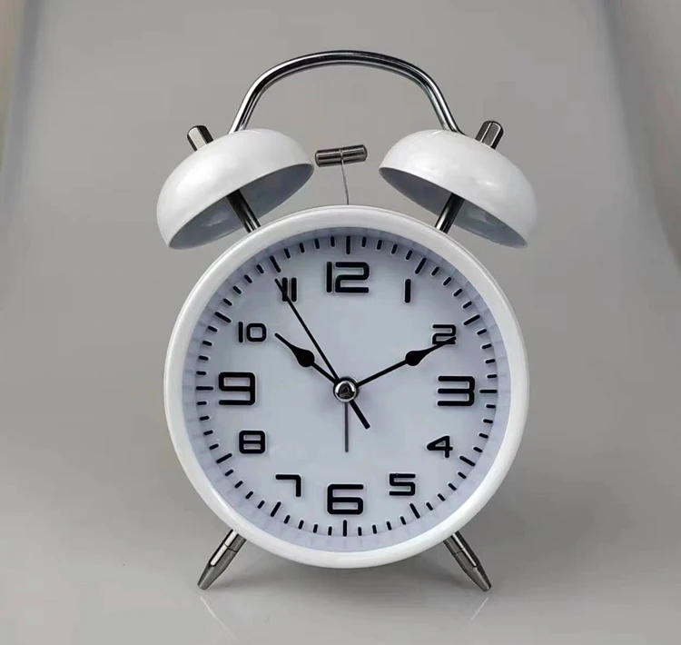 6 Inch Bell Alarm Clock Metal Alarm Clock 3d Dial Desk Table Clock For ...