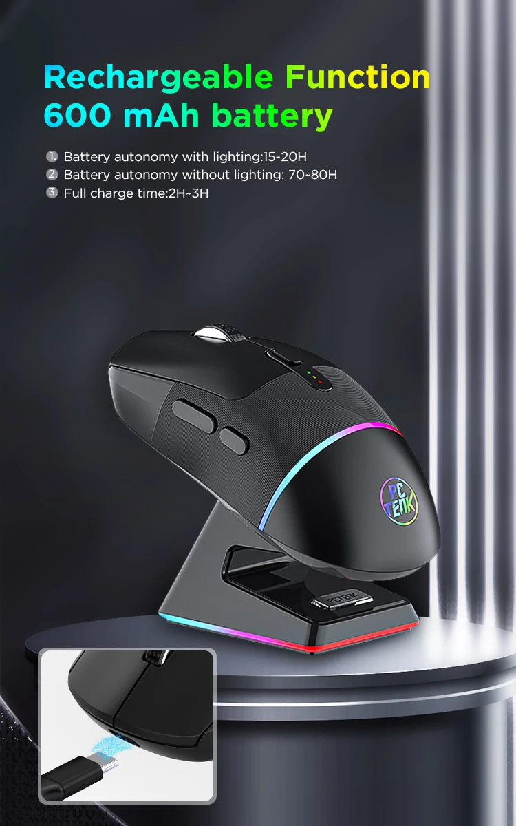 2.4g USB Computer Gaming Mouse Rgb Color LED Backlight Rechargeable ...