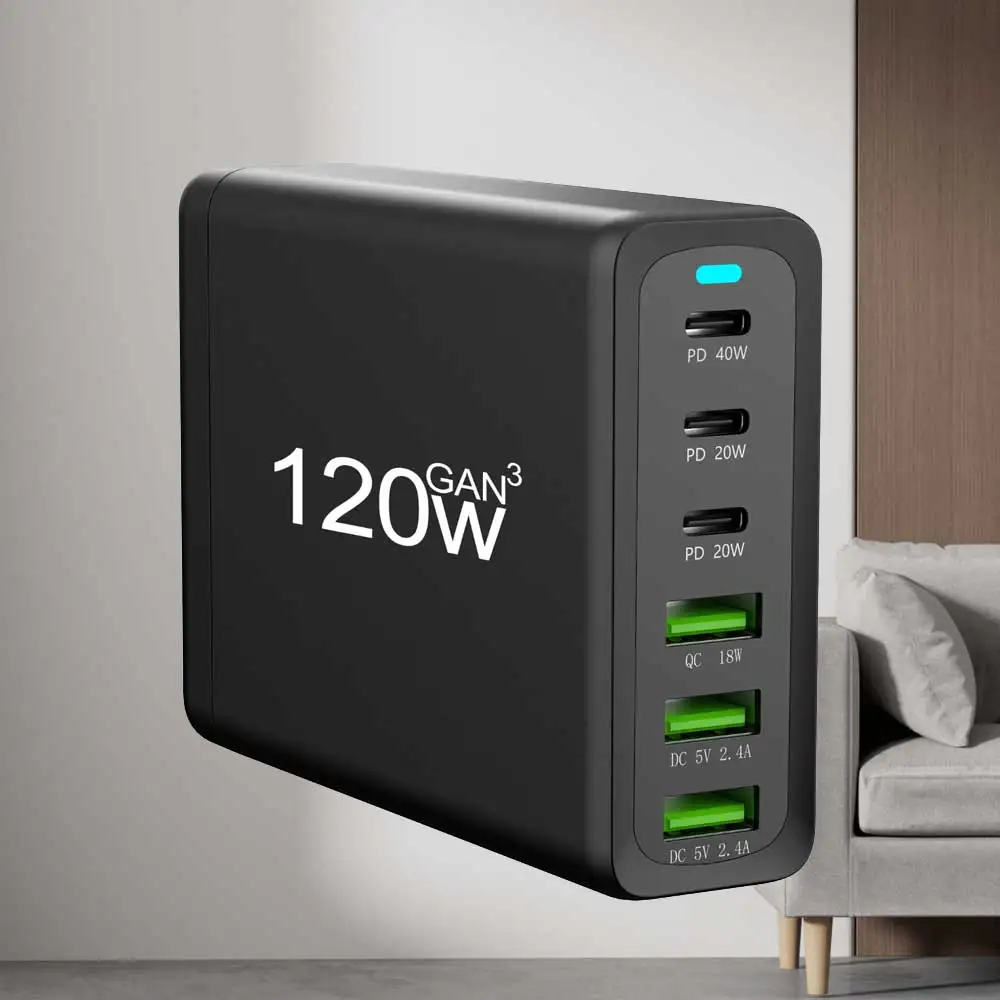 Oswell Gan 6 Port Usb C Charging Station Multiple Ports Pd 100w Type C Fast Charger For Charger ...