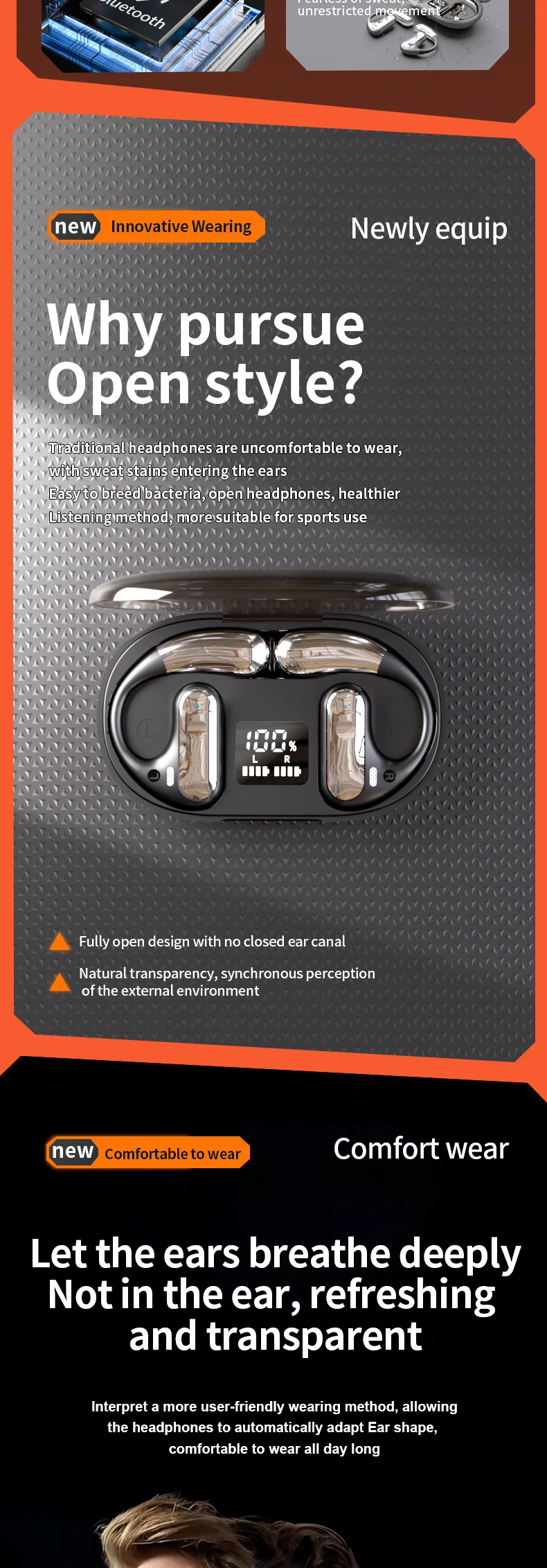 New OWS Q28 TWS Earphone Earhook Sports Waterproof TWS Earphone Battery ...