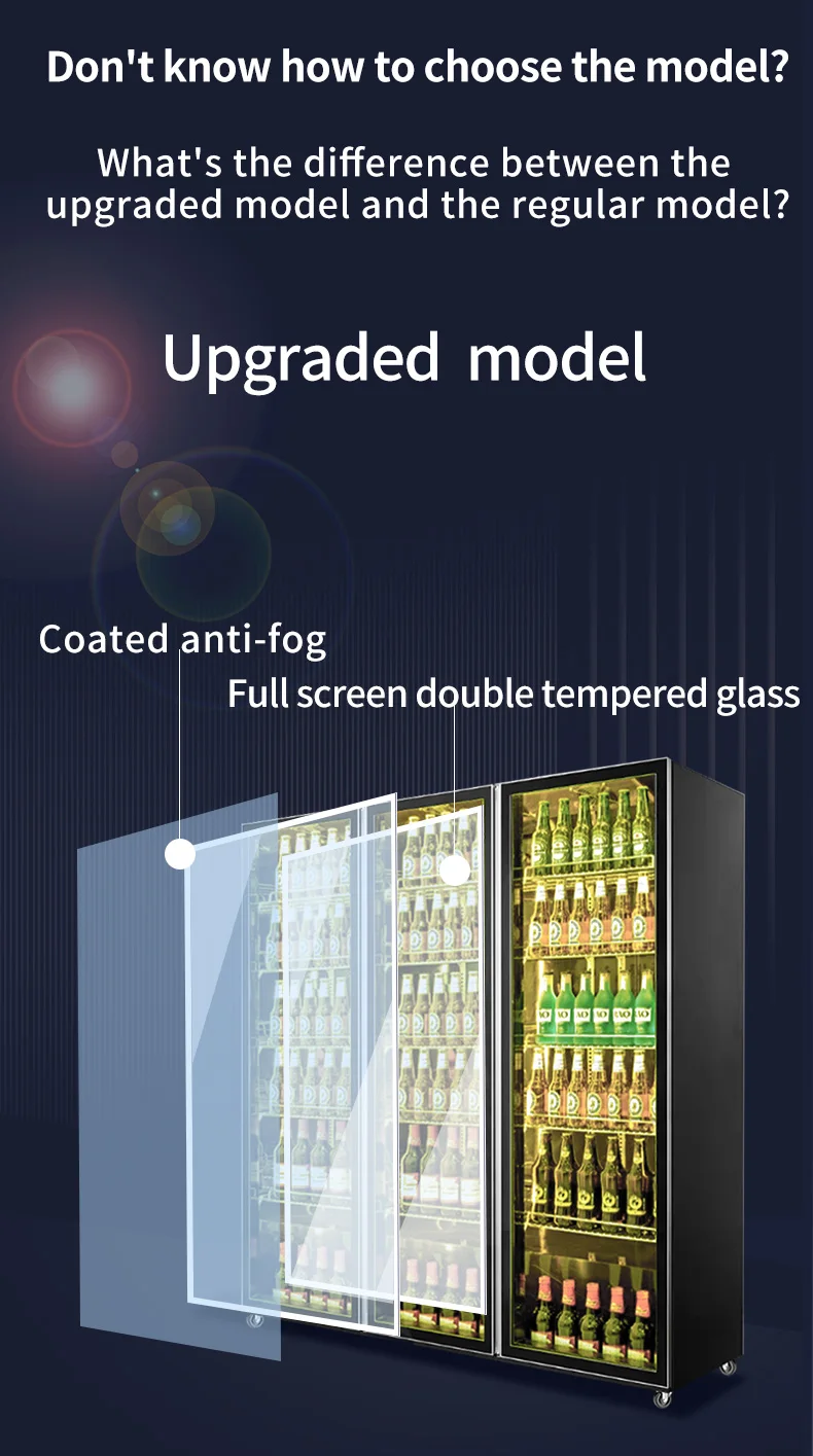 Commercial 900l Display Freezer 2 Door Refrigerator Beverage Display ...