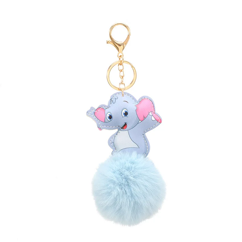 Cute Pom Pom Fur Ball Animal Elephant Key Rings For Promotional Gifts ...