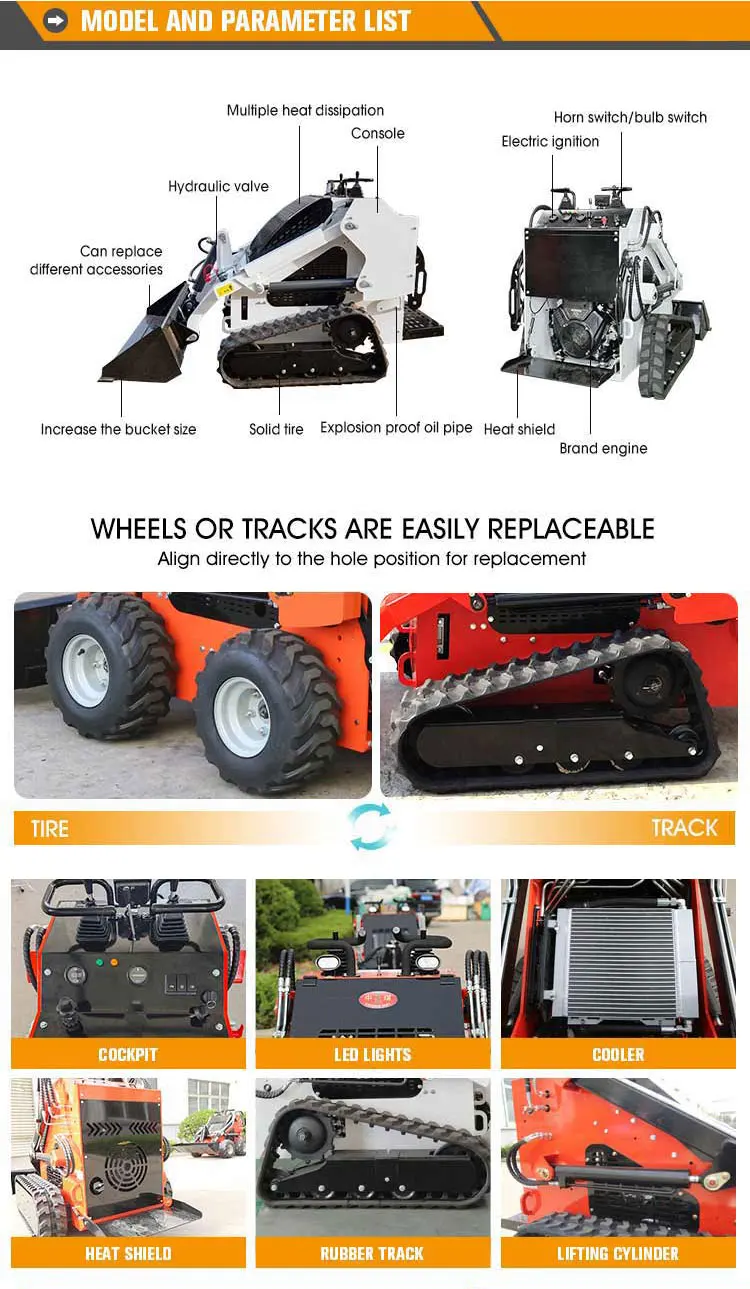 ZM Mini Skid Steer Loaders - EPA Diesel Engines & Attachments