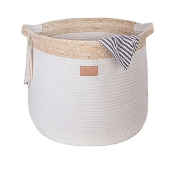 2024 Recycled Foldable Woven Cotton Rope Corn Husk Storage Basket ...