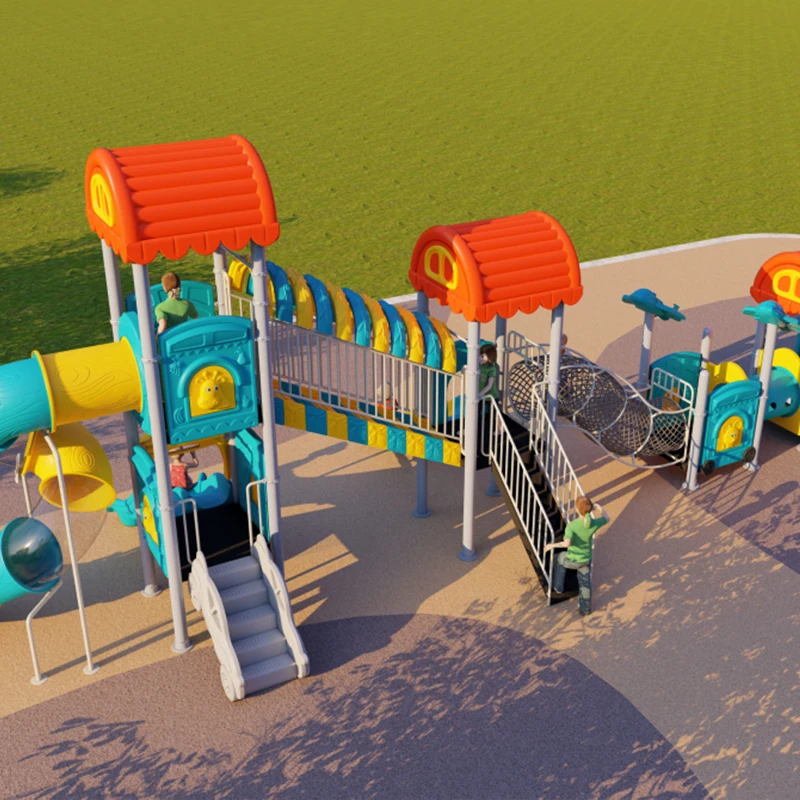 Park School Train Series Amusement Park Round Slides Custom Outdoor ...