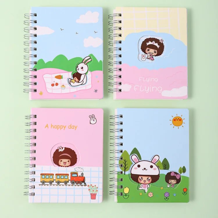 Cute Cartoon Shape Coil Book Inlaid Cartoon Cover Horizontal Notebook ...