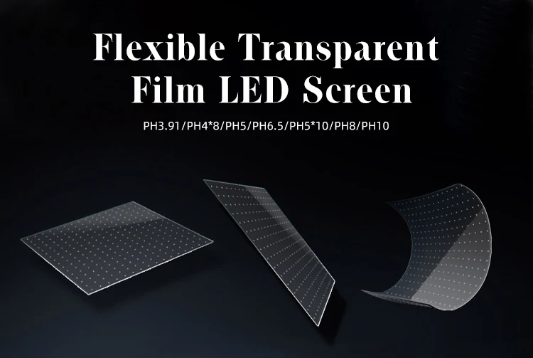 Adhesive Led Transparent Film Screen On Glass Advertising See-through ...