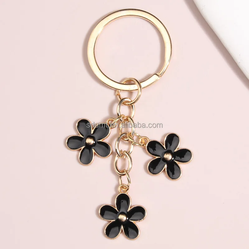 Cute Enamel Keychain Colorful Sakura Flower Key Ring Sweet Key Chains ...