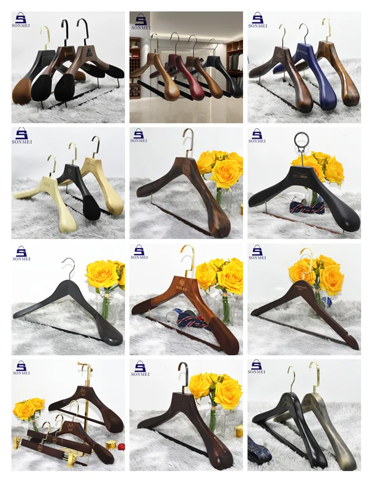 Antique Brown Luxury Custom Hangers Clothes Suit Garment Wooden Hanger ...