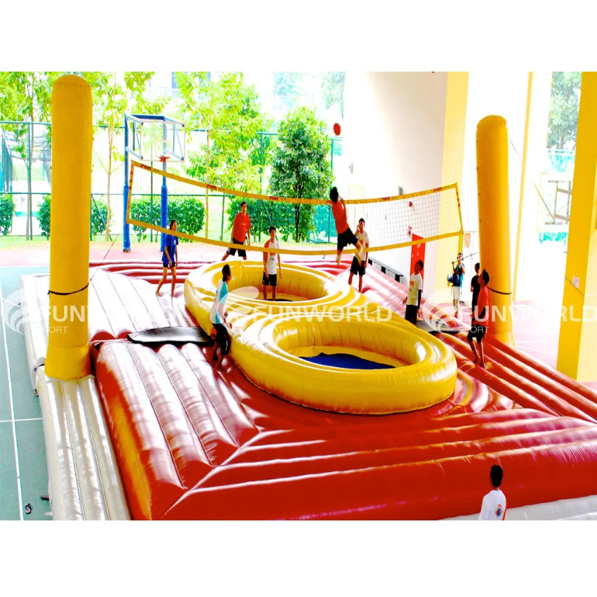 Outdoor Team Building Games PVC Inflatable Bossaball Game Court ...