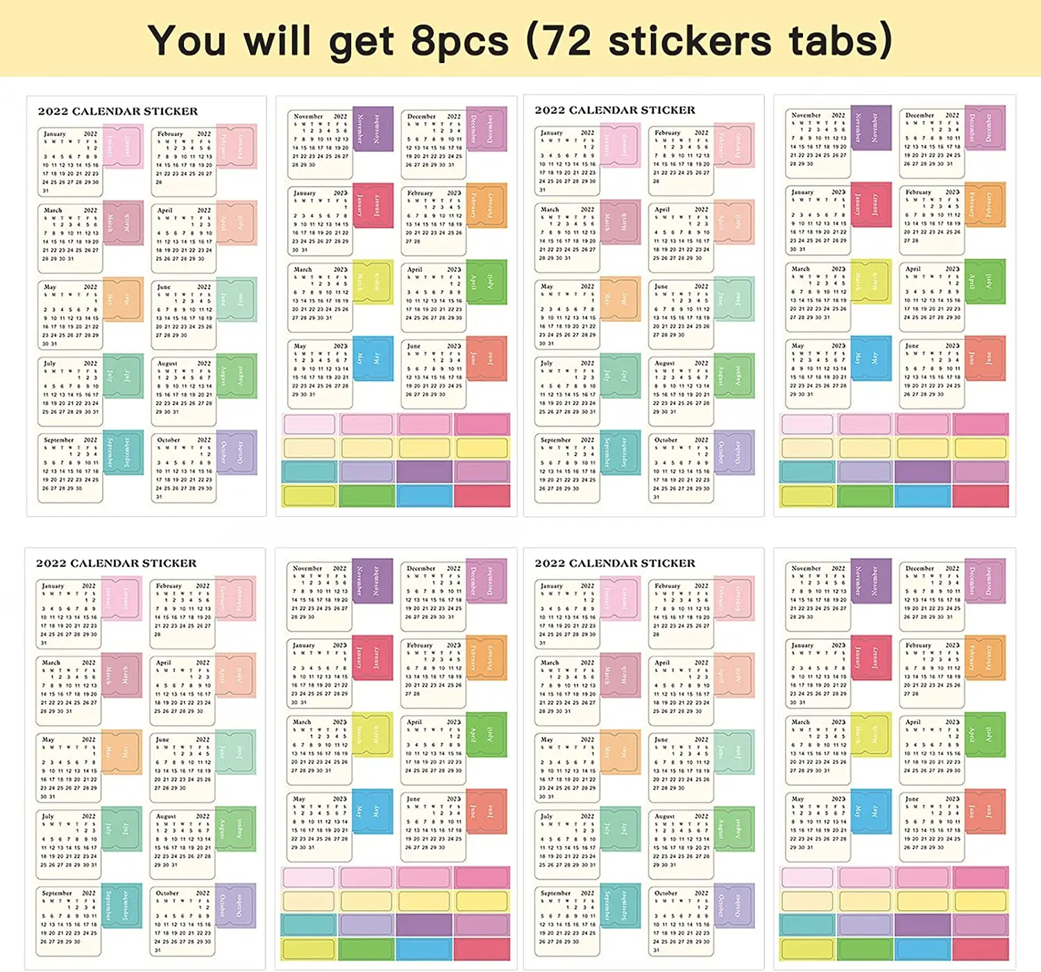 Custom 2023-2024 Calendar Index Stickers for Planners