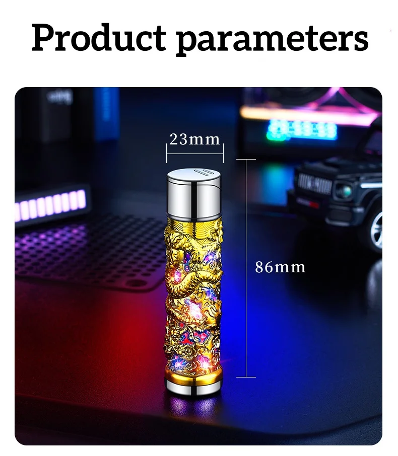 Creative 3D Relief Dragon Color LED Lighter - Windproof