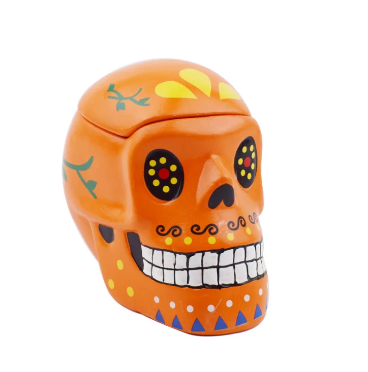 Unique Shape Design Painting Skull Ceramic Storage Jar - Buy Skull ...