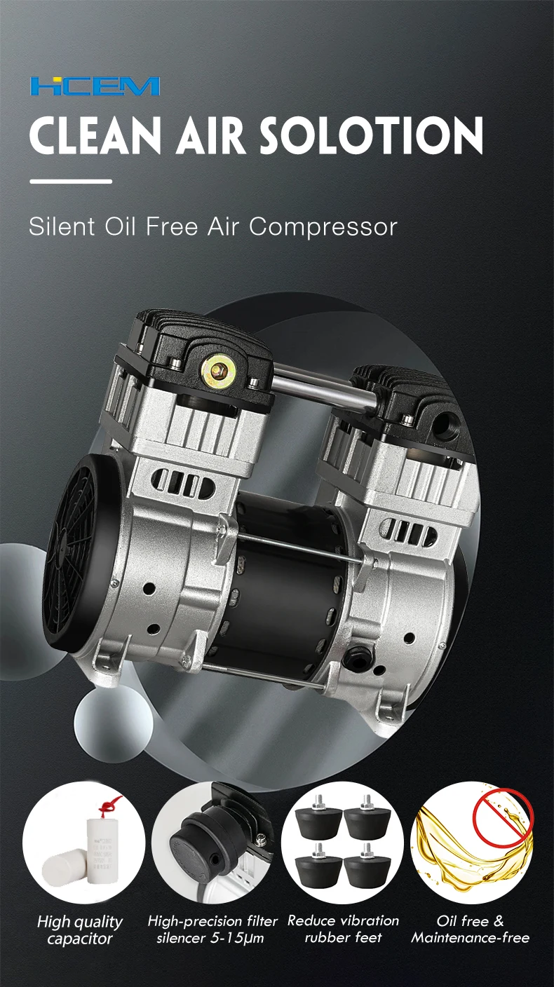 High Quality 1100W Silent Dental Air Compressor 200l/min