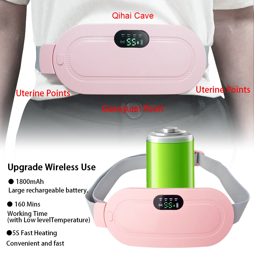 Lcd Screen 3 Heat Modes Back Belly Women Period Massager Pad Abdominal ...