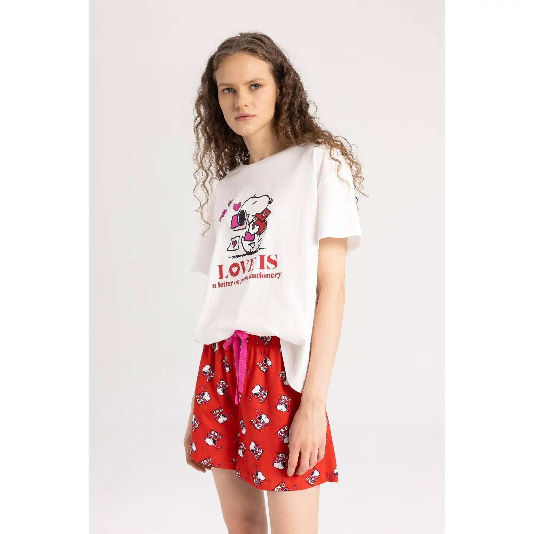 Fall In Love Valentine's Day Snoopy Short Sleeve Red Pajama Set - Buy ...