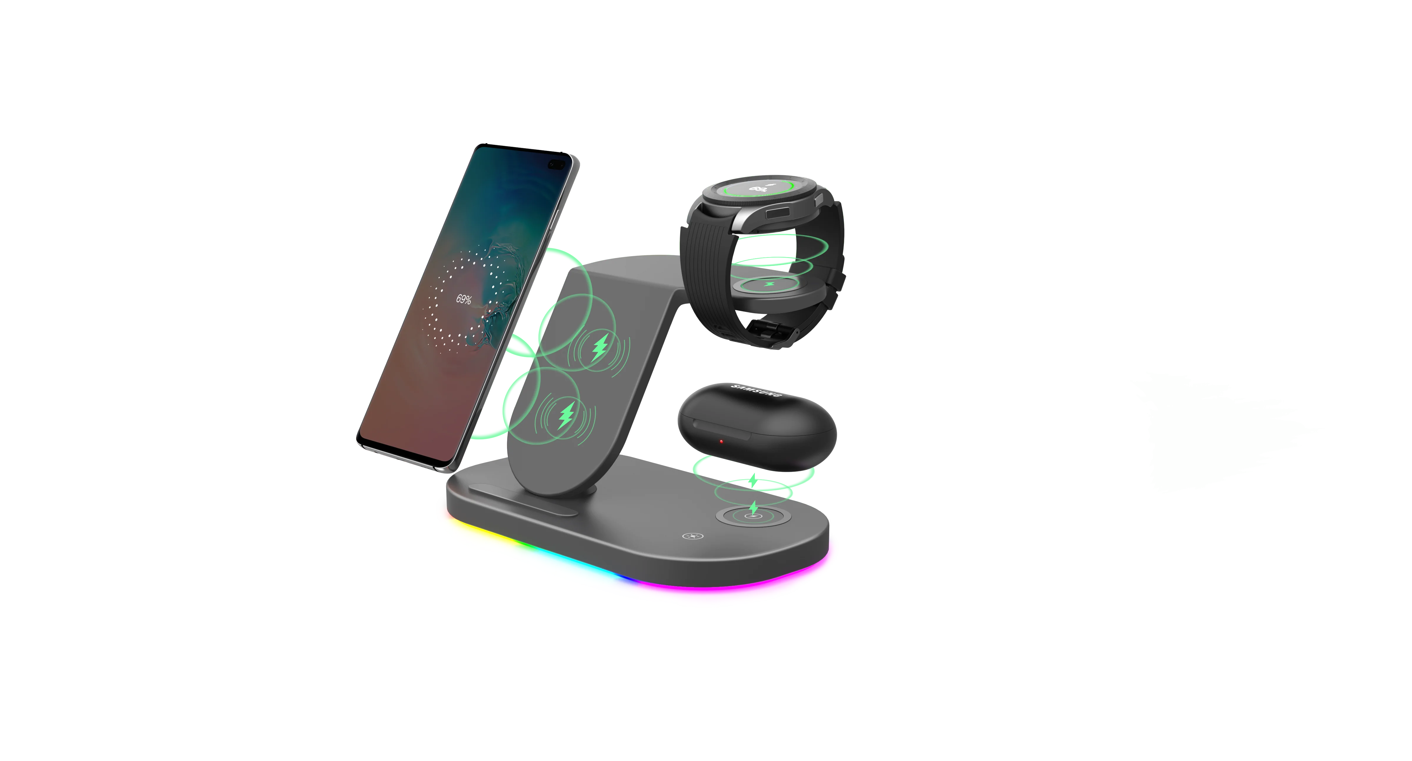 15w Fast Wireless Charging Led Rgb Colorful Light Mobile Phone Holder 3 ...