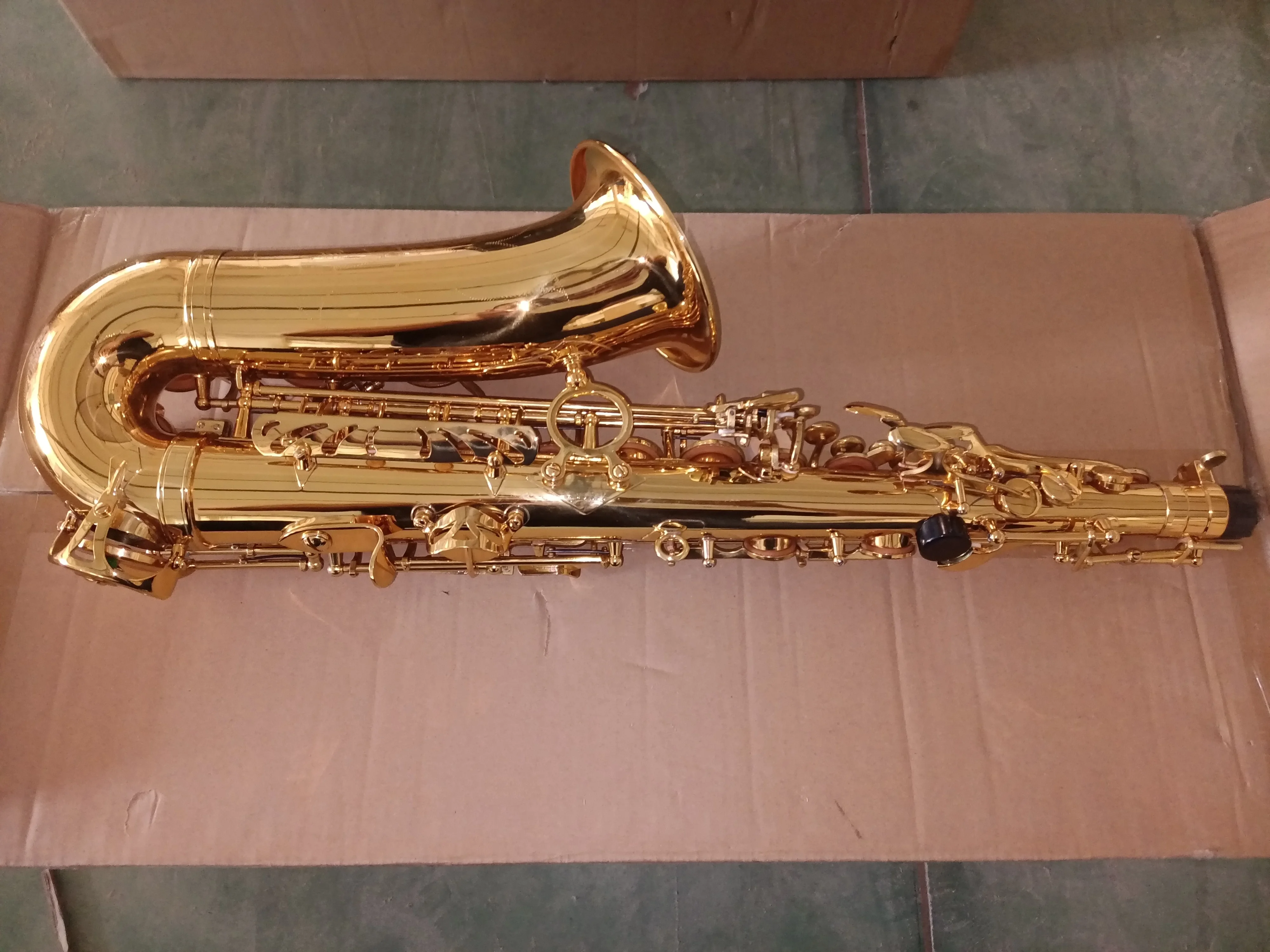 High F# Musical Woodwind Instruments Golden Lacquer Eb Key Sax Alto ...