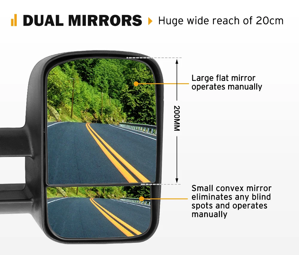 San Hima Black Extendable Towing Mirrors For Toyota Land Cruiser 70-79 ...