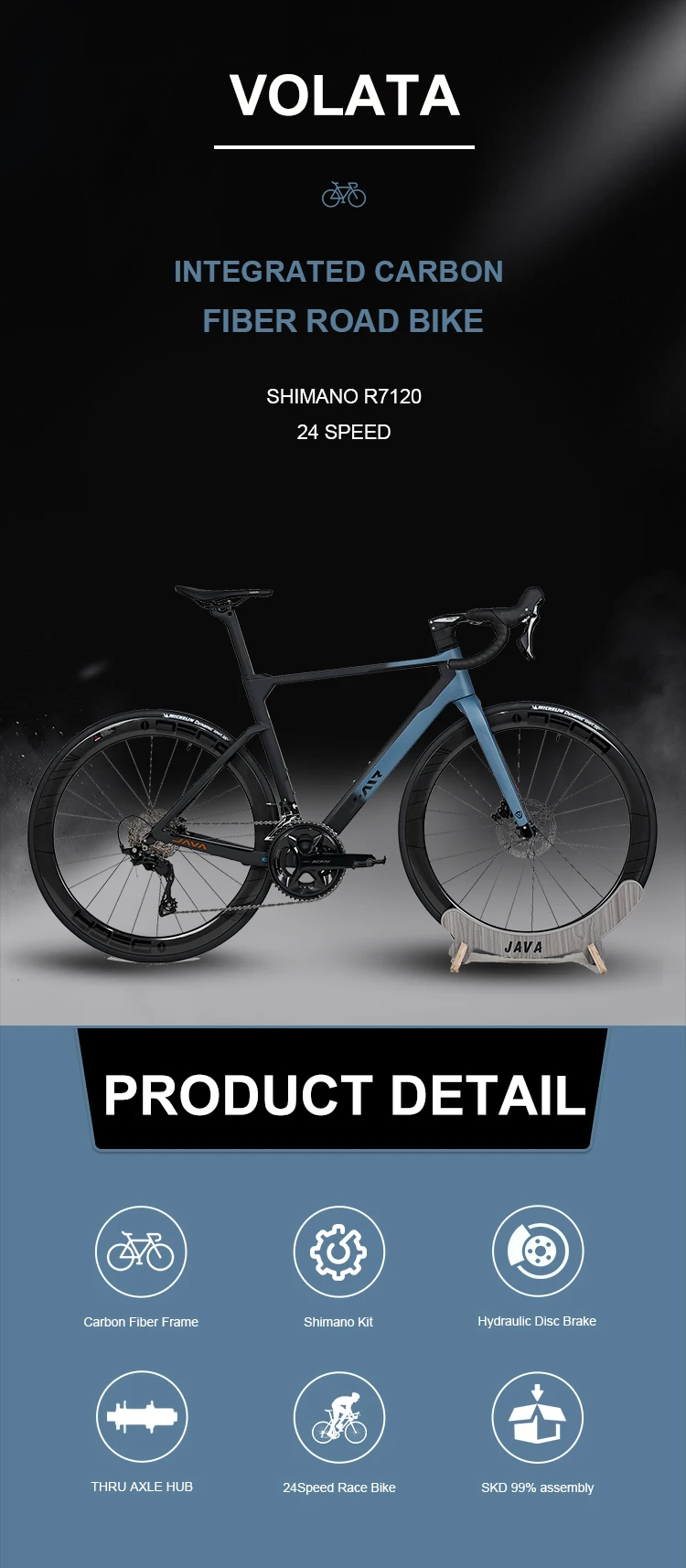 JAVA VOLATA 24 Speed Carbon Road Bike - Racing & Disc Brakes