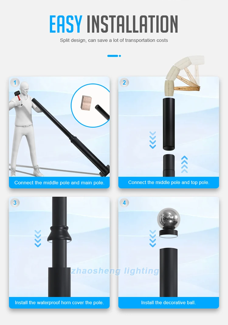 Z.S Lighting - Durable 16ft Street Light Pole for Gardens