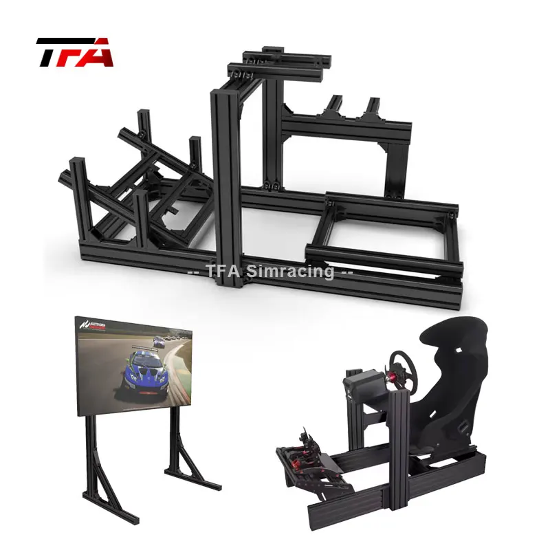 Silver Aluminum Sim Racing Cockpit With Tv Stand Support - Oem/odm