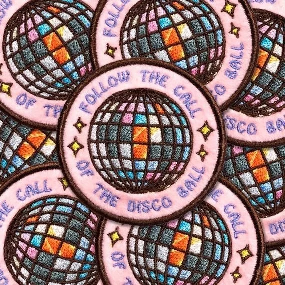 High Quality Embroidery Cowboy Hat Disco Balls Glitter Chenille Patches ...