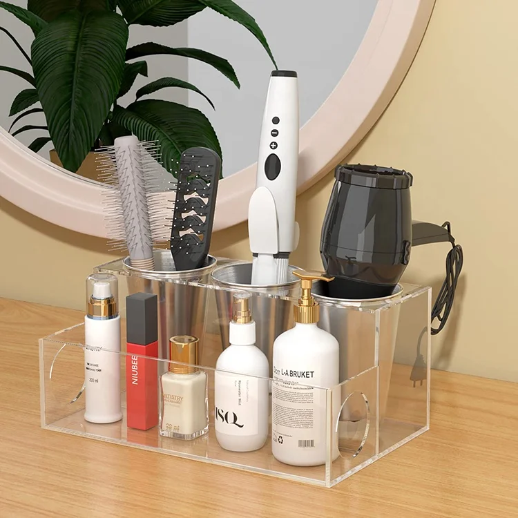 Elegant White Acrylic Bathroom Hair Dryer Tool Organizer Home ...