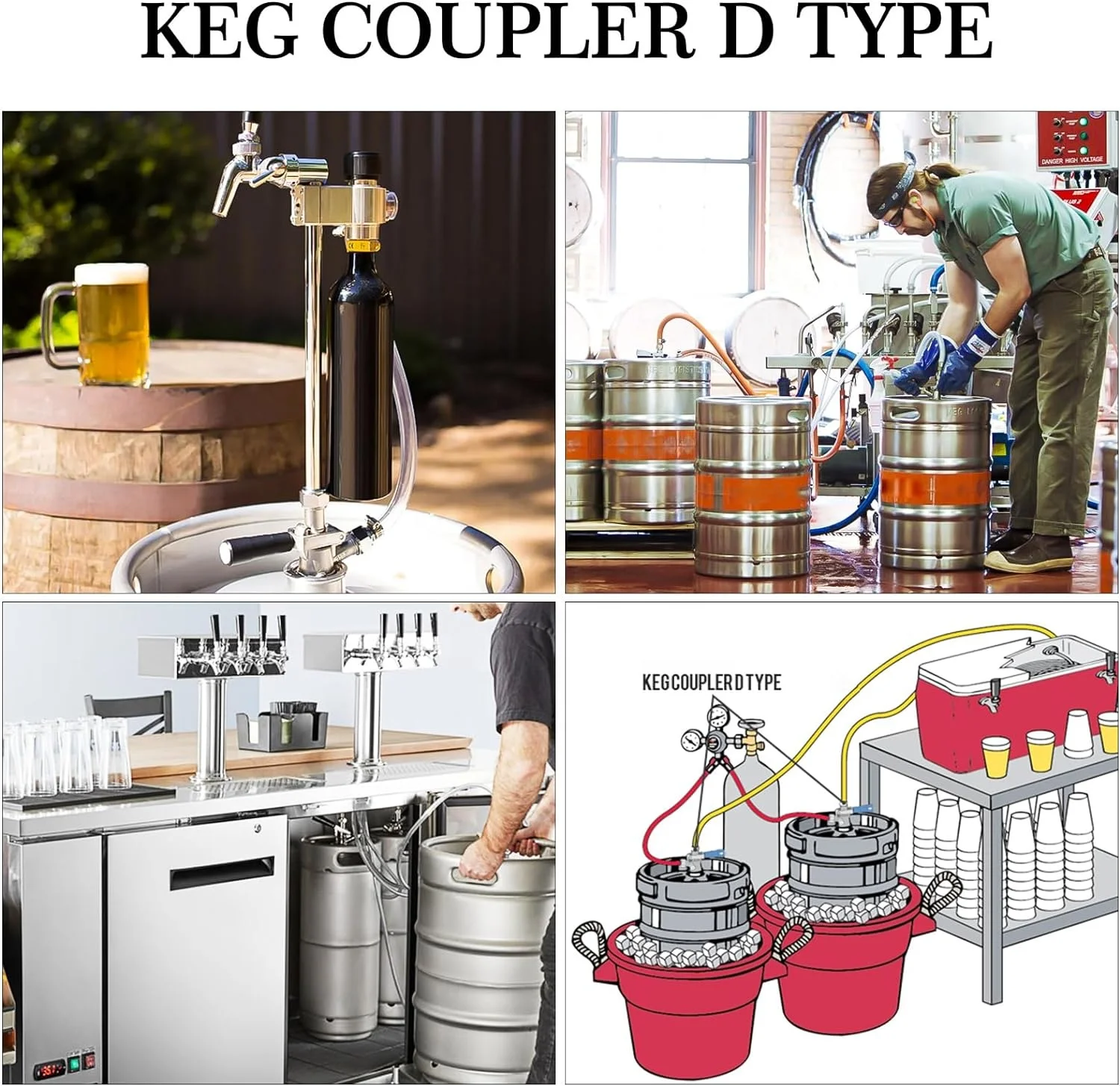 D Type Sankey Keg Coupler with CO2 Regulator for Kegerator