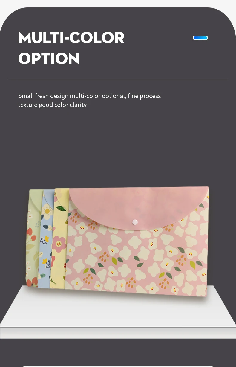 Plastic Office A4 Size Envelope Snap Button Floral Pattern File Bag ...