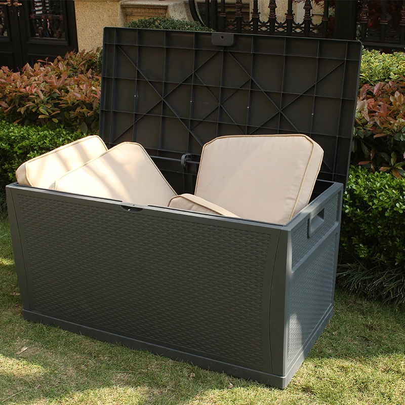 Outdoor Waterproof Resistant Lockable Storage Box Gallon Deck Box Rods ...