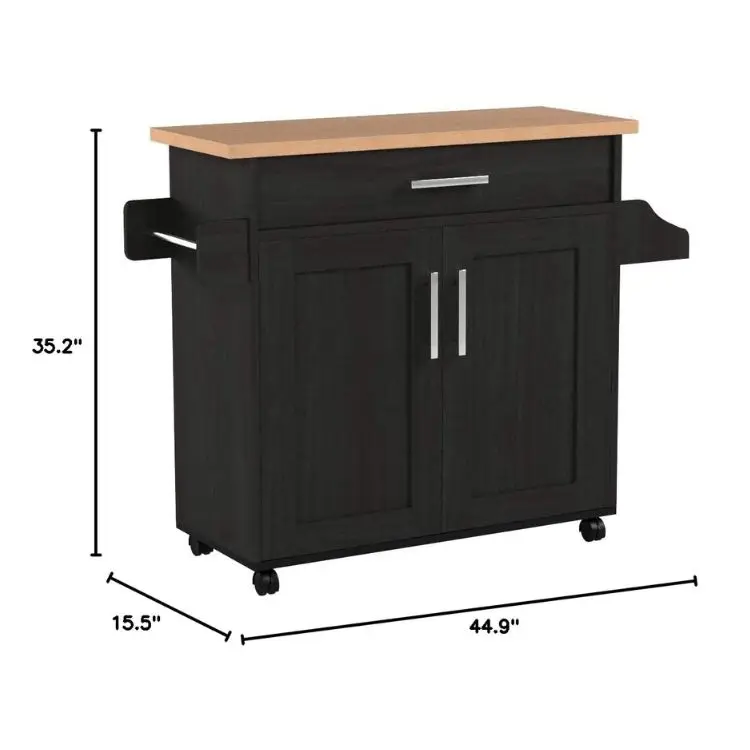 OEM Black Wood Modern Rolling Buffet Bar Furniture