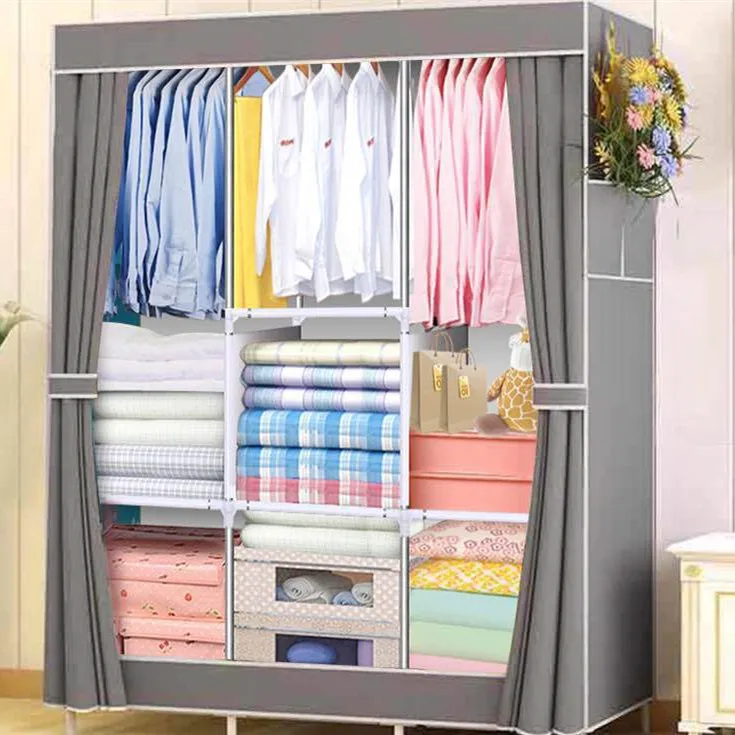 Non Woven Portable Cupboard Fabric Storage Wardrobe Clothes Storage ...