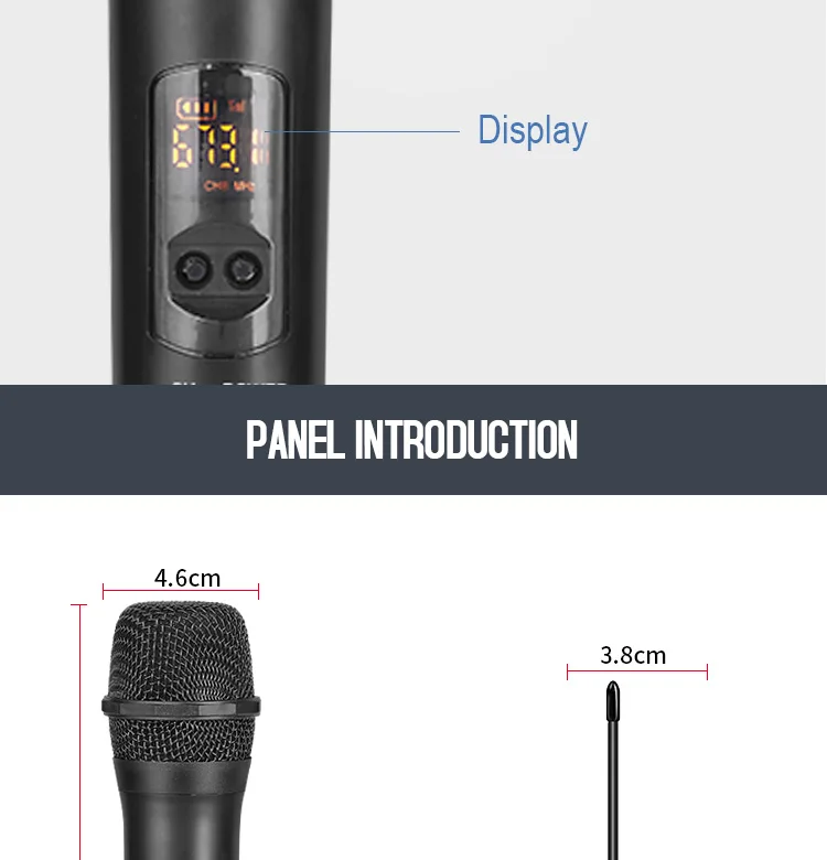 Universal Uhf Wireless Microphone Automatic Frequency Modulation Dual Channel Plastic Handheld ...