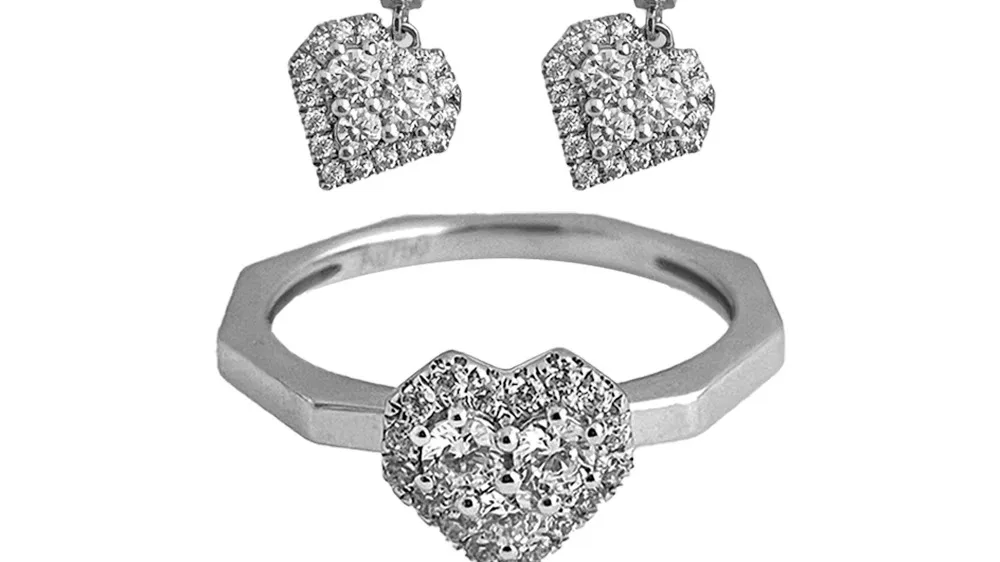 Fine Heart Wedding Ring Earring Fashion Jewelry Set Custom Engagement ...