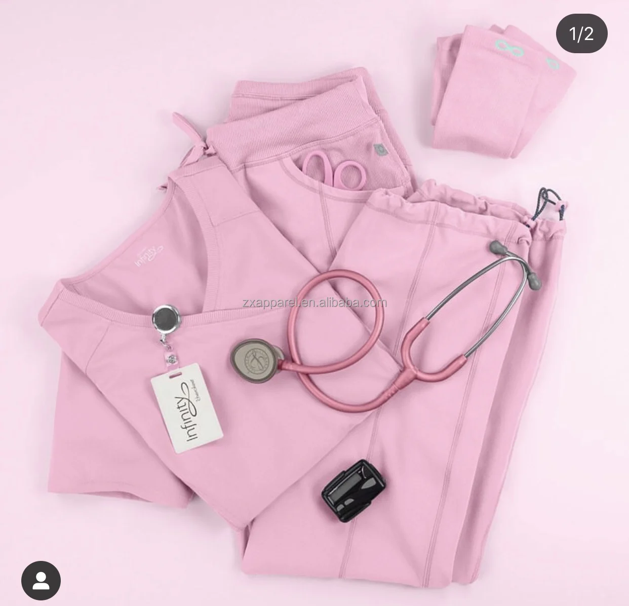 Customized Medical Hospital Scrub Uniforms Medical Scrubs O-neck Zipper ...