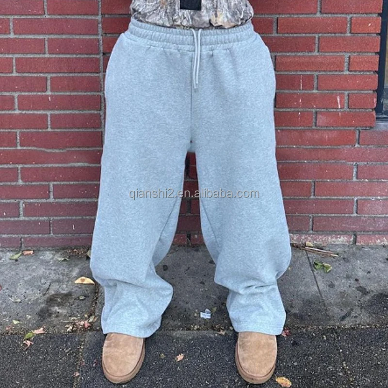 QIANSHI Custom Stacked Track Pants Men Oversize Sweat Pants