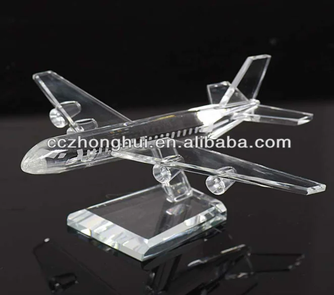 Custom Logo Clear Crystal Glass Planes Airplane Model Trophy - Buy F3a ...