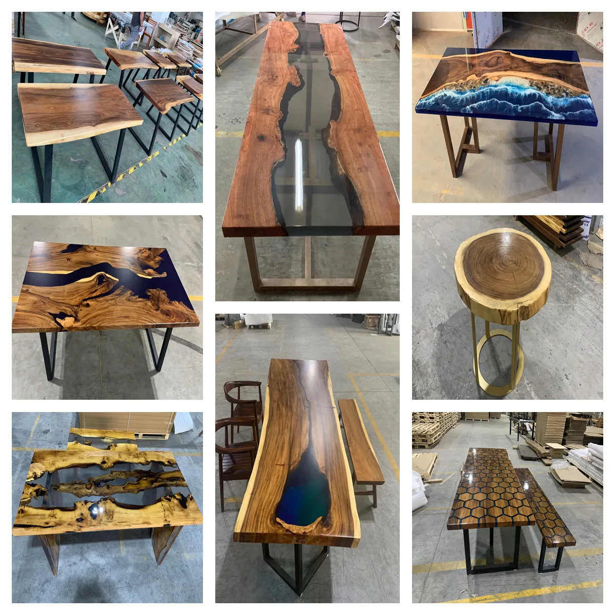 Epoxy Table American White Walnut Slab + Clear Black Epoxy Resin Custom ...