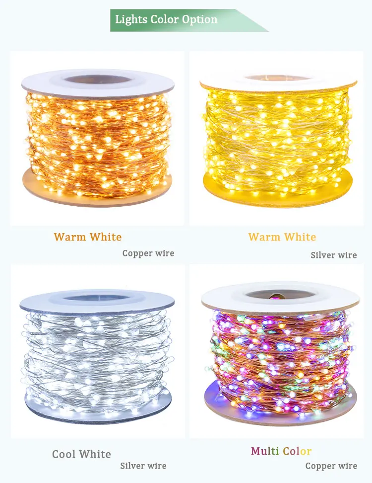 DIY 1000LED Copper Wire 100m Led Fairy Light 8modes Warm White