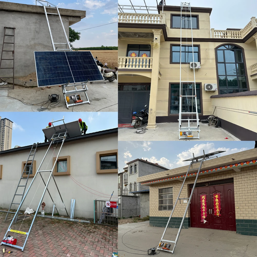 New 220V Steel Solar Panel Lift Electric Roof Lift with Safe Wire Rope ...