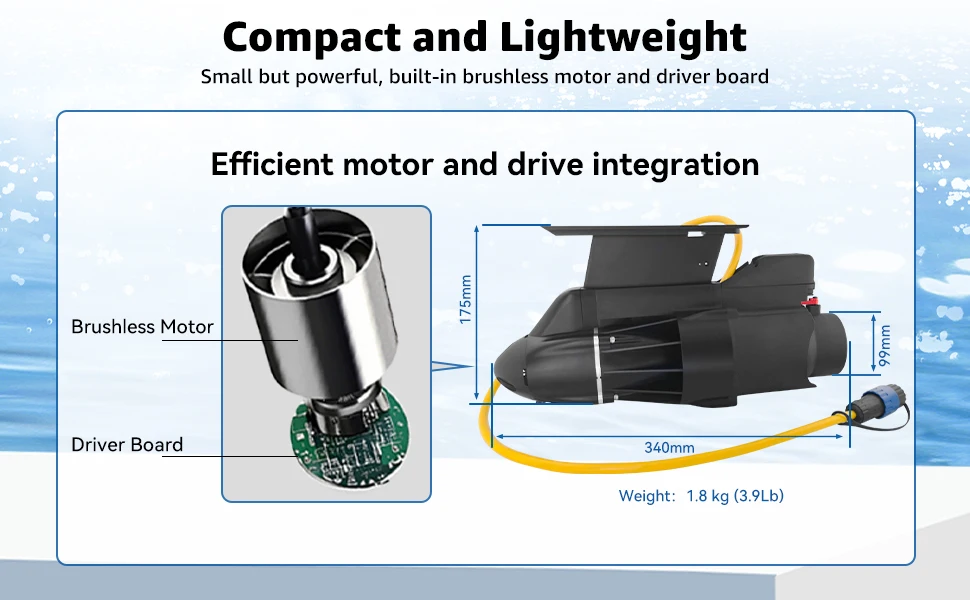 Directional Fishing Kayak Belly Boat Motor , Turn Right or Left ...