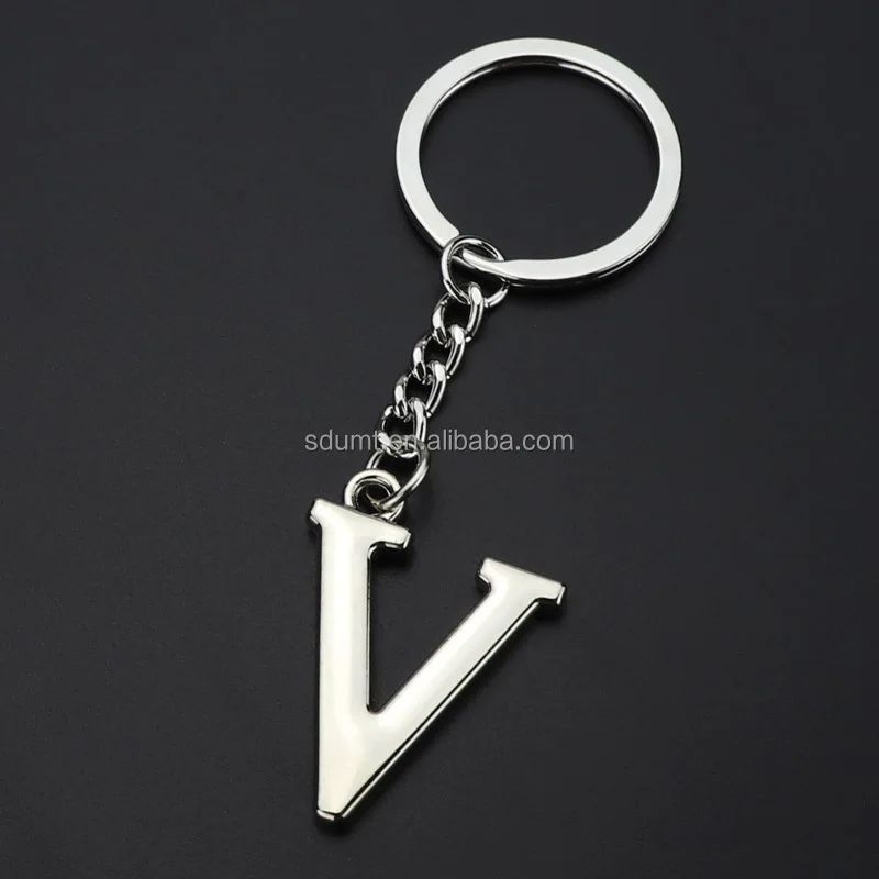 Metal 26 Initial Alphabet Letters Keychain Blank Capitals Letter ...