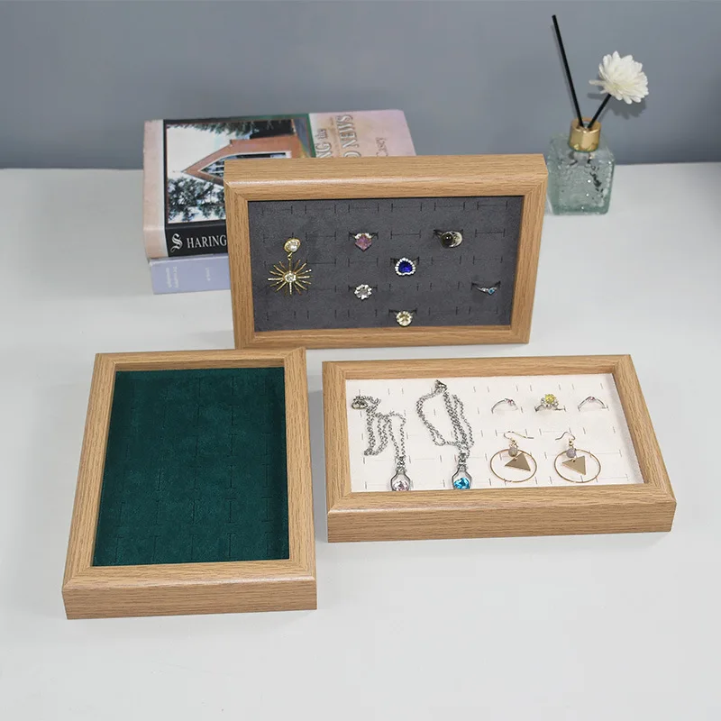 Walnut Photo Frame Jewelry Box Ring Tray Necklace Earrings Storage Box ...