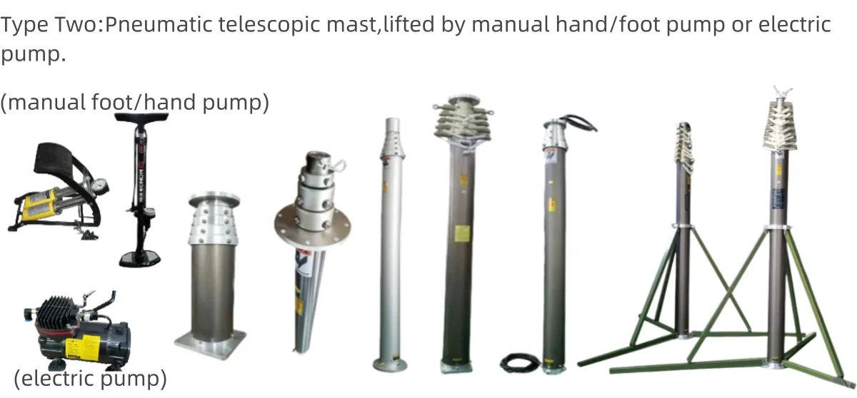 2m 4m 6m 8m Pneumatic Telescopic Mast - Talents Camera Antenna Mast