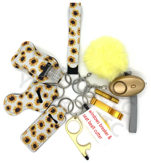 Self Key Chain Woman Alarm Set Safety Defense Keychain Shell Rhinestone ...